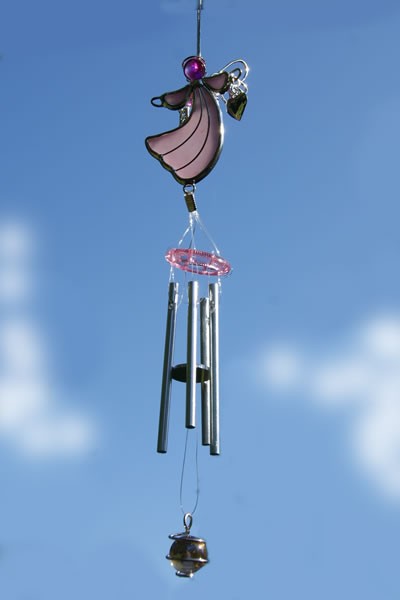 Pink and Chrome Mini Angel Wind Chime - The Wind Chime Shop Limited