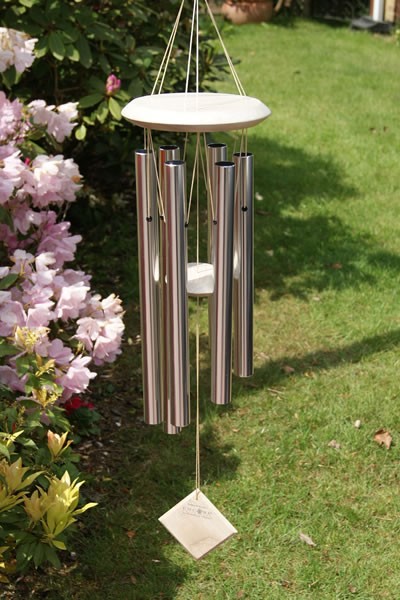Woodstock Chimes of Pluto, silver and white - The Wind Chime Shop Limited