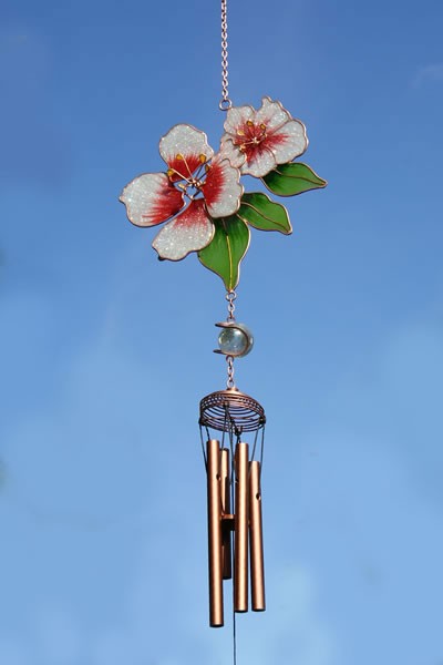 Two Flowers Wind Chime, white - The Wind Chime Shop Limited